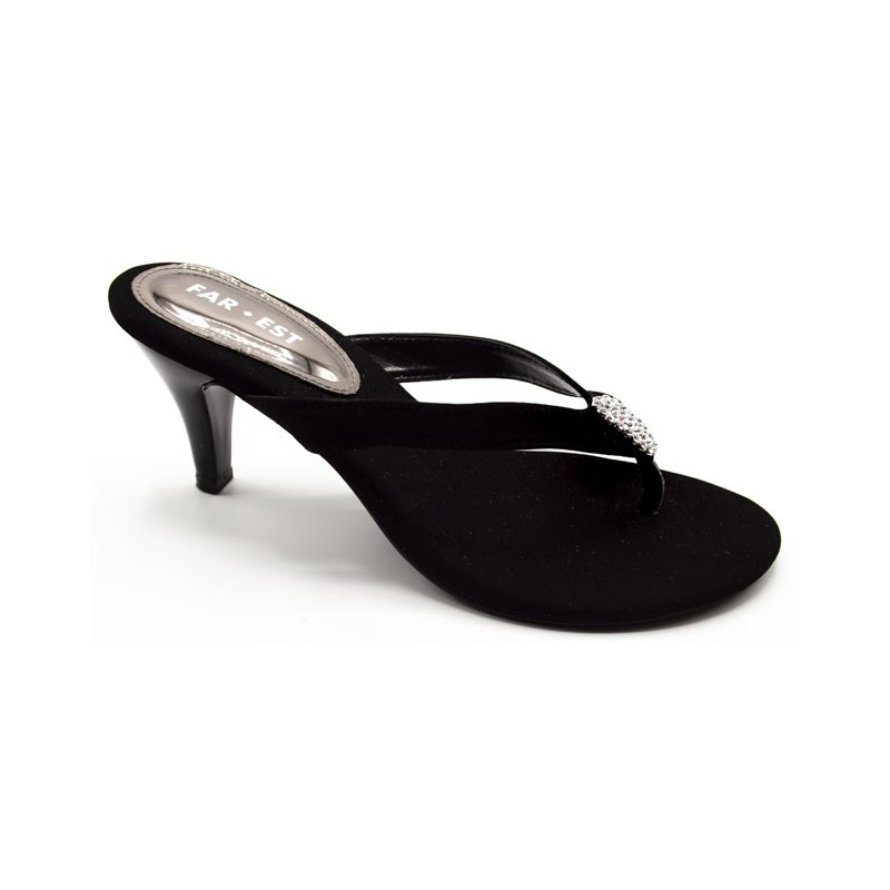 Mules à talon fin avec entre-doigts recouvertes de velours